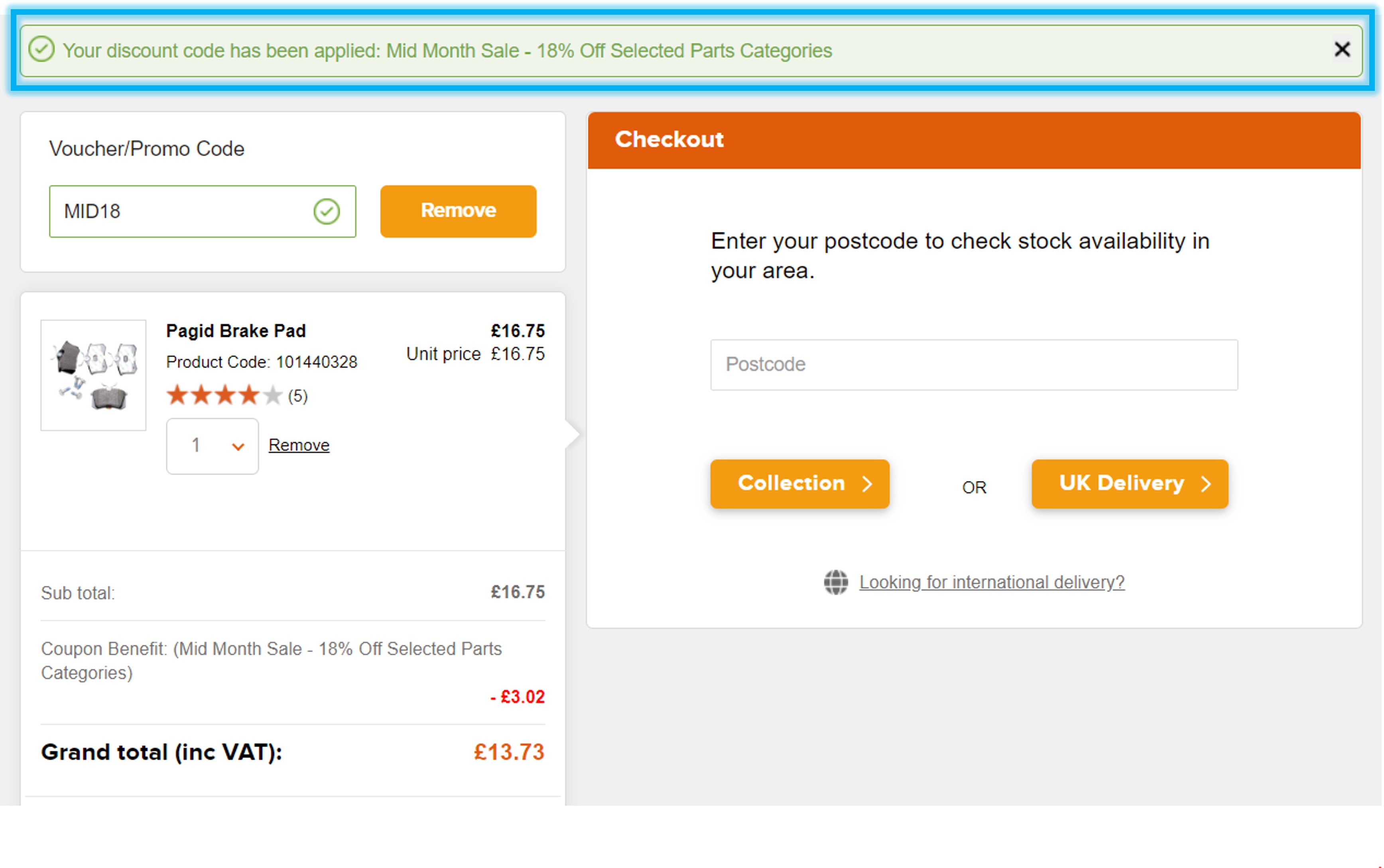 Checkout – Discount Codes – Car Parts 4 Less